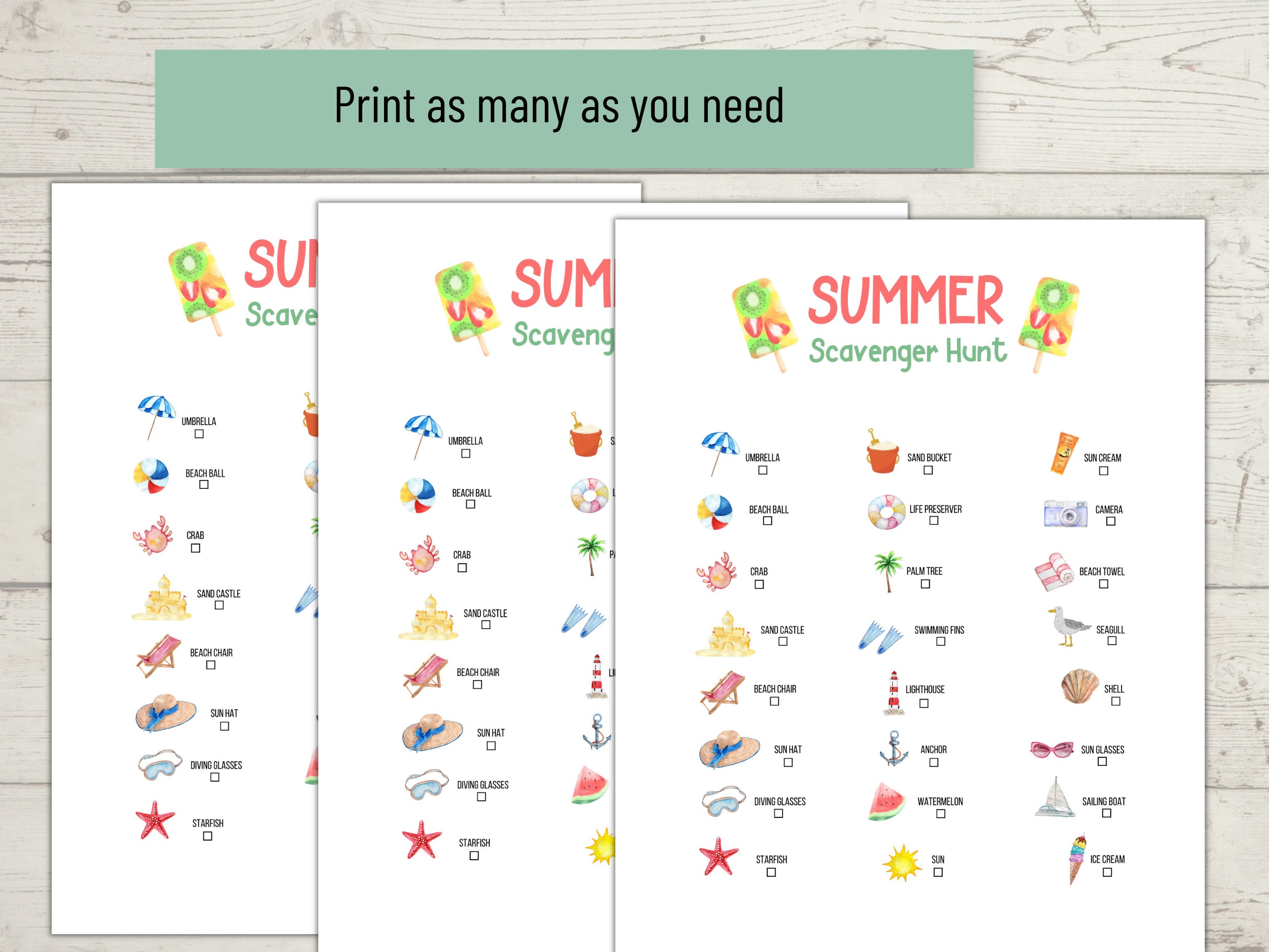 Summer Scavenger Hunt Game, Printable Summer Games for Kids, Summer ...
