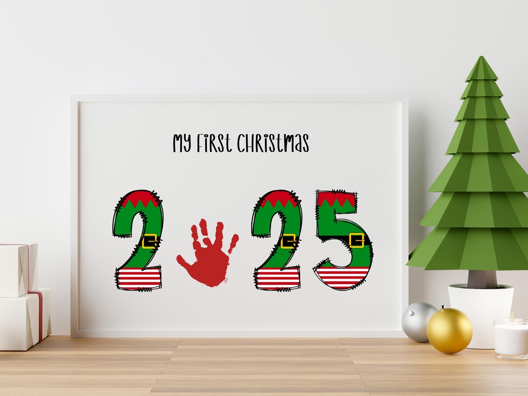My First Christmas Handprint Art 2025, Baby's First Christmas Printable ...