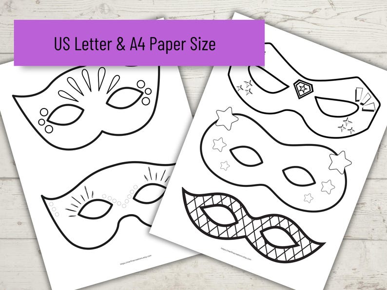 Mardi Gras Printable Masks for Kids, Carnival Masks, Kids Birthday ...