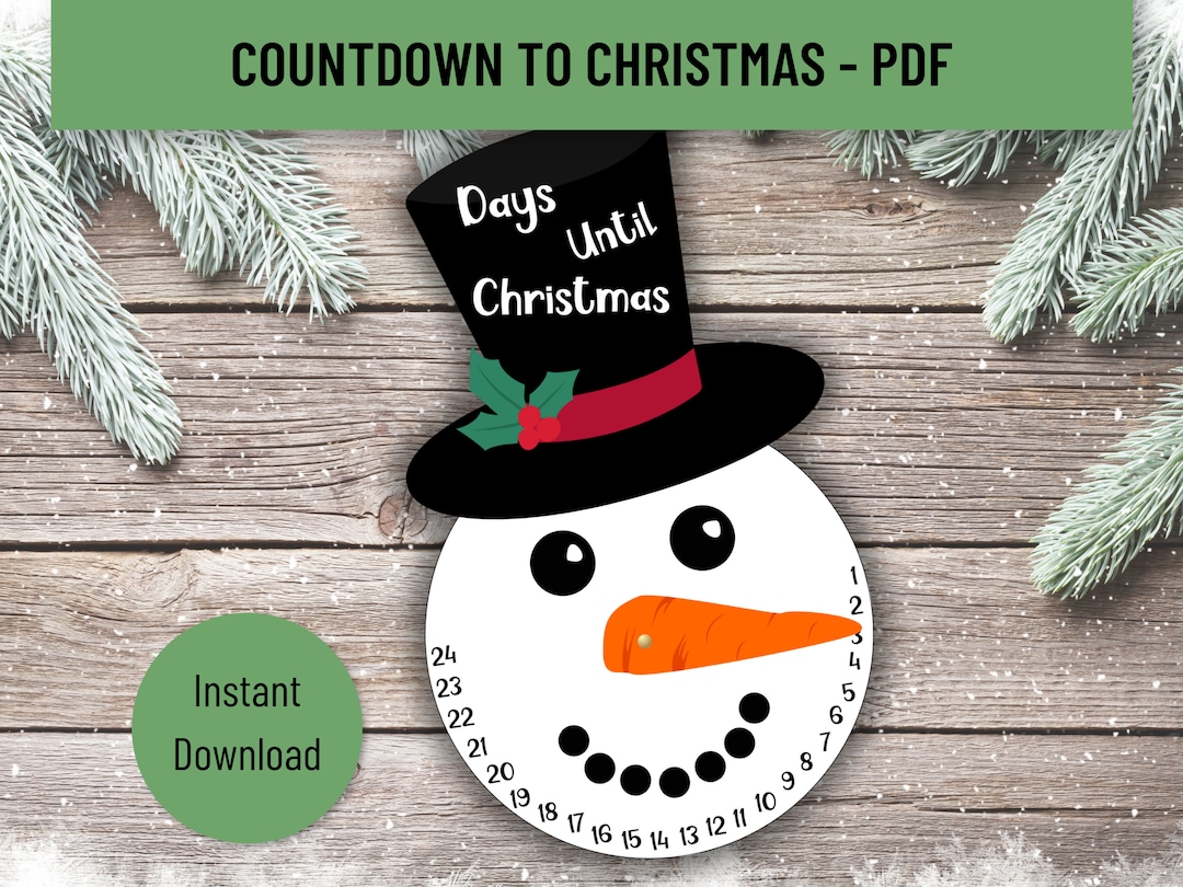 Snowman Christmas Countdown Printable, Countdown to Christmas ...