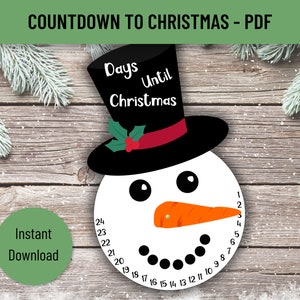 Snowman Christmas Countdown Printable, Countdown to Christmas ...