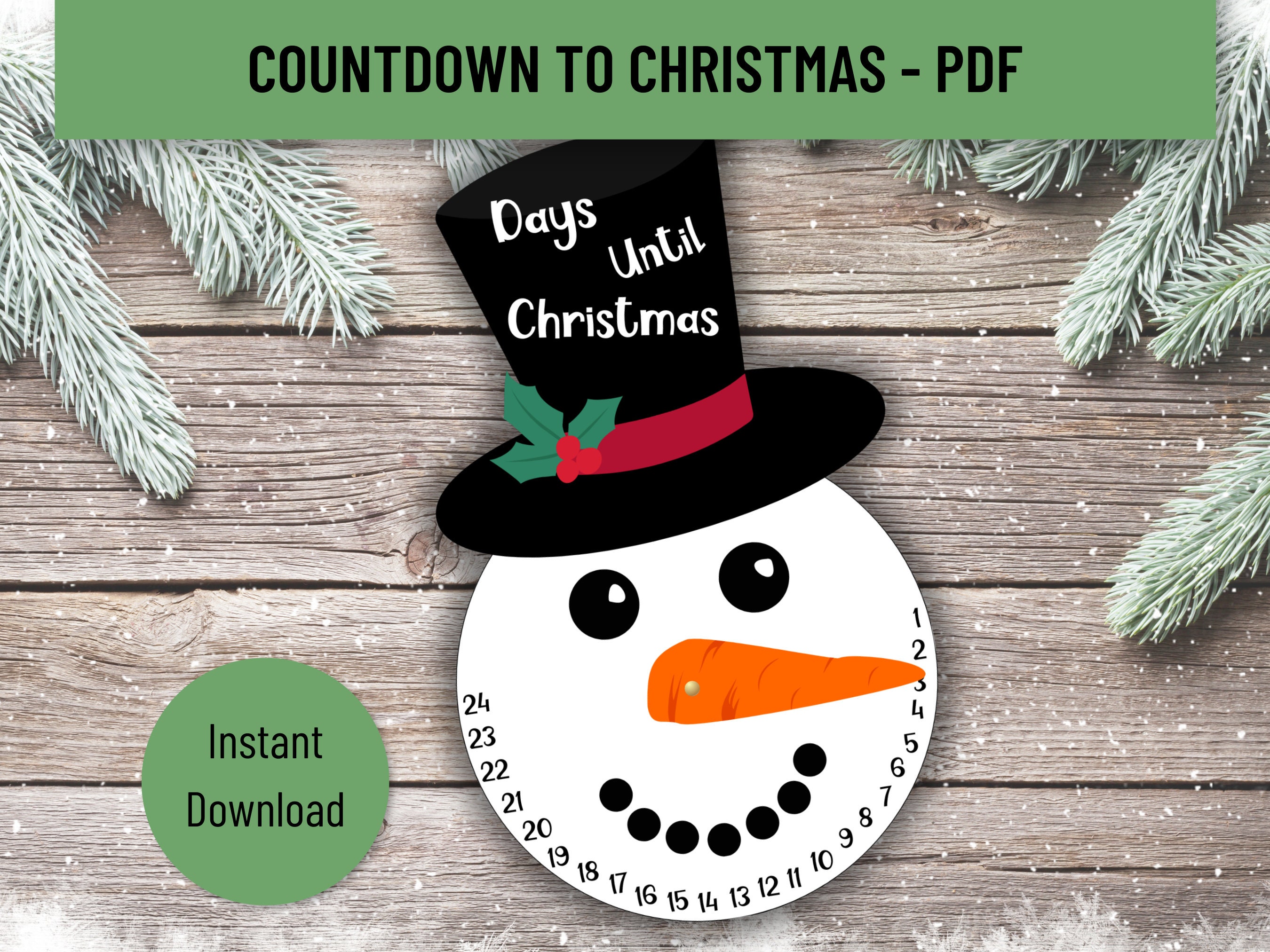 Snowman Christmas Countdown Printable, Countdown to Christmas ...