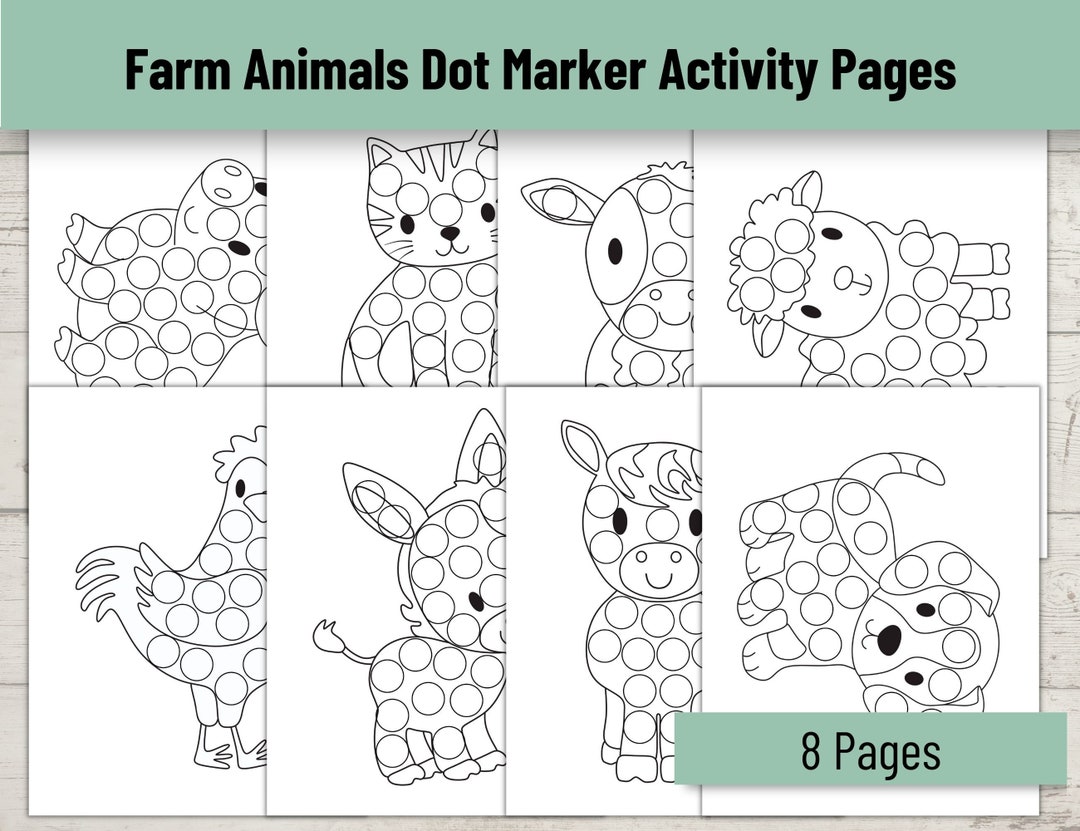 Farm Animals Dot Marker Printable Activity Pages, Do a Dot Coloring, Do ...