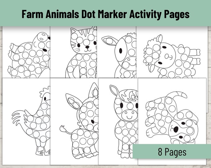 Farm Animals Dot Marker Printable Activity Pages, Do a Dot Coloring, Do ...