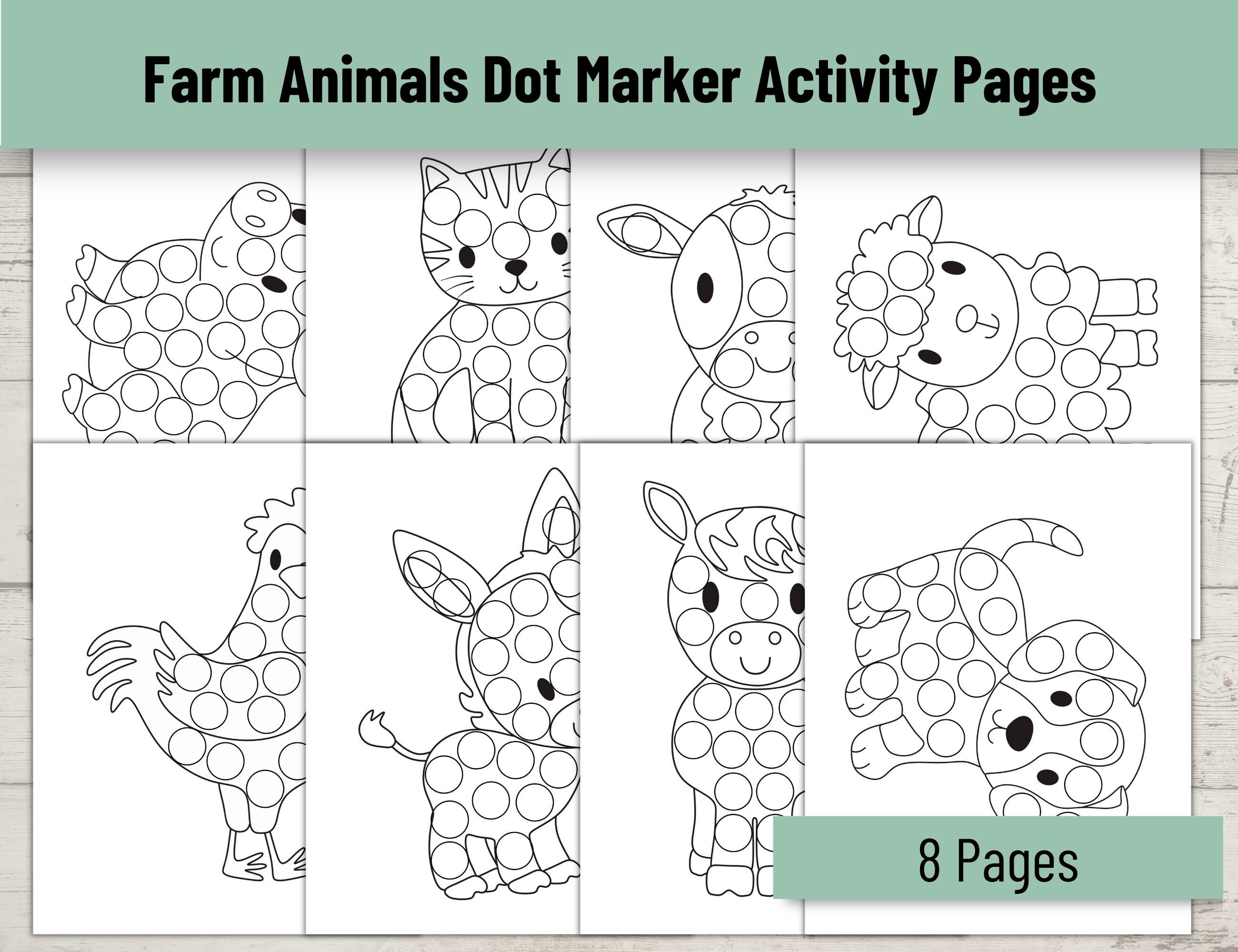 Farm Animals Dot Marker Printable Activity Pages, Do a Dot Coloring, Do ...