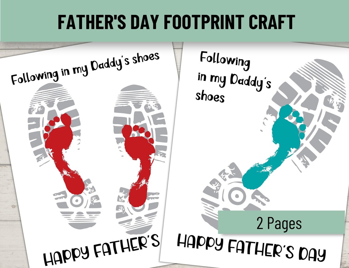 Father's Day Footprint Craft, Footprint Gift for Dad, Following in My ...