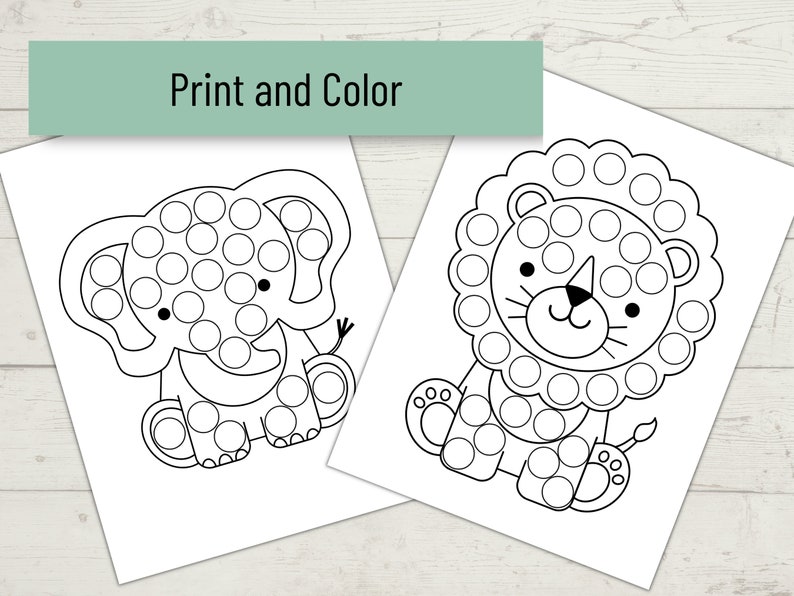 Safari Animals Dot Marker Printable Activity Pages, Do a Dot Coloring ...