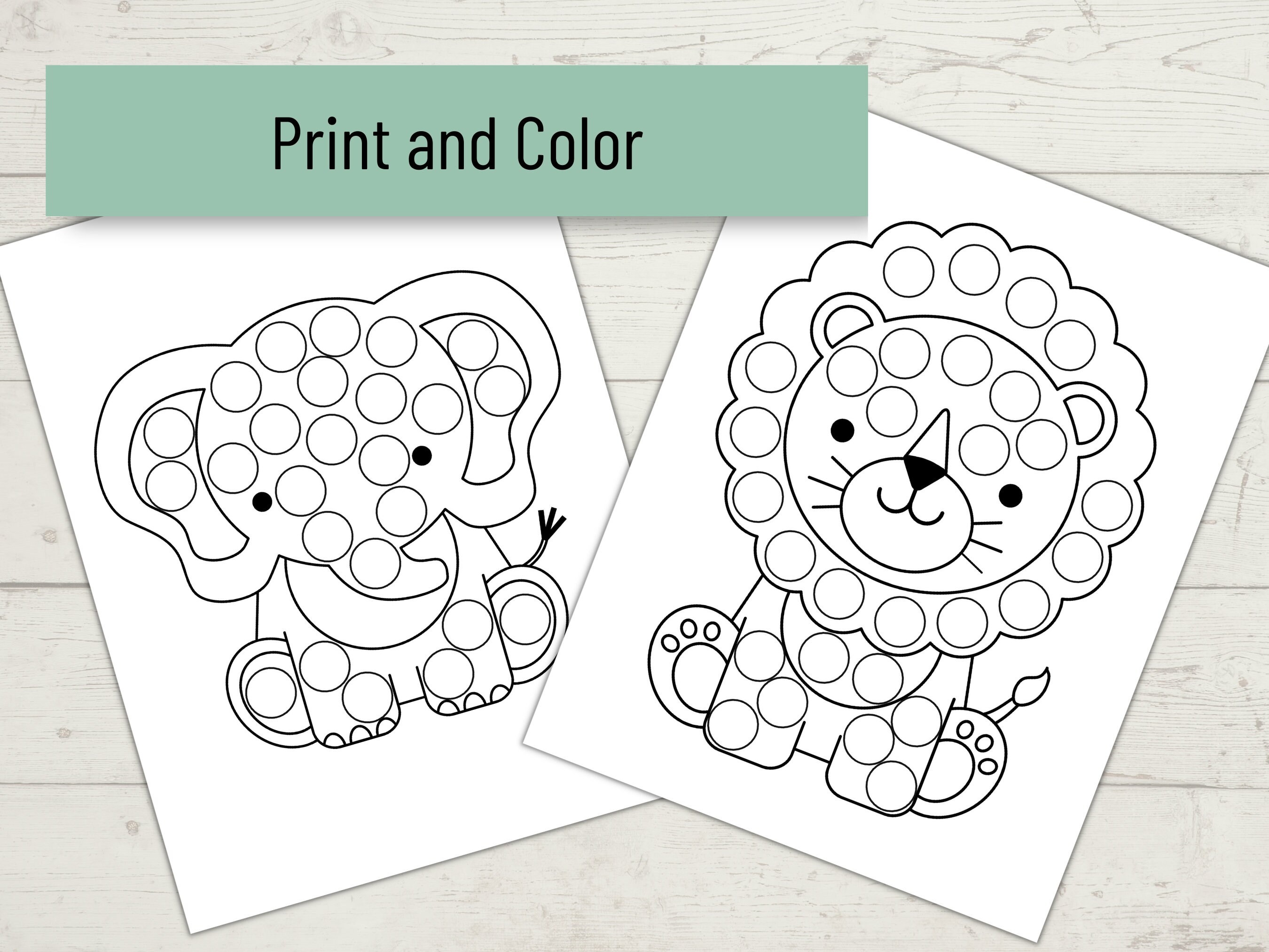 Safari Animals Dot Marker Printable Activity Pages, Do a Dot Coloring ...