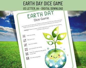 Earth Day Candy Dice Game, Printable Earth Day Candy Dice Activity ...