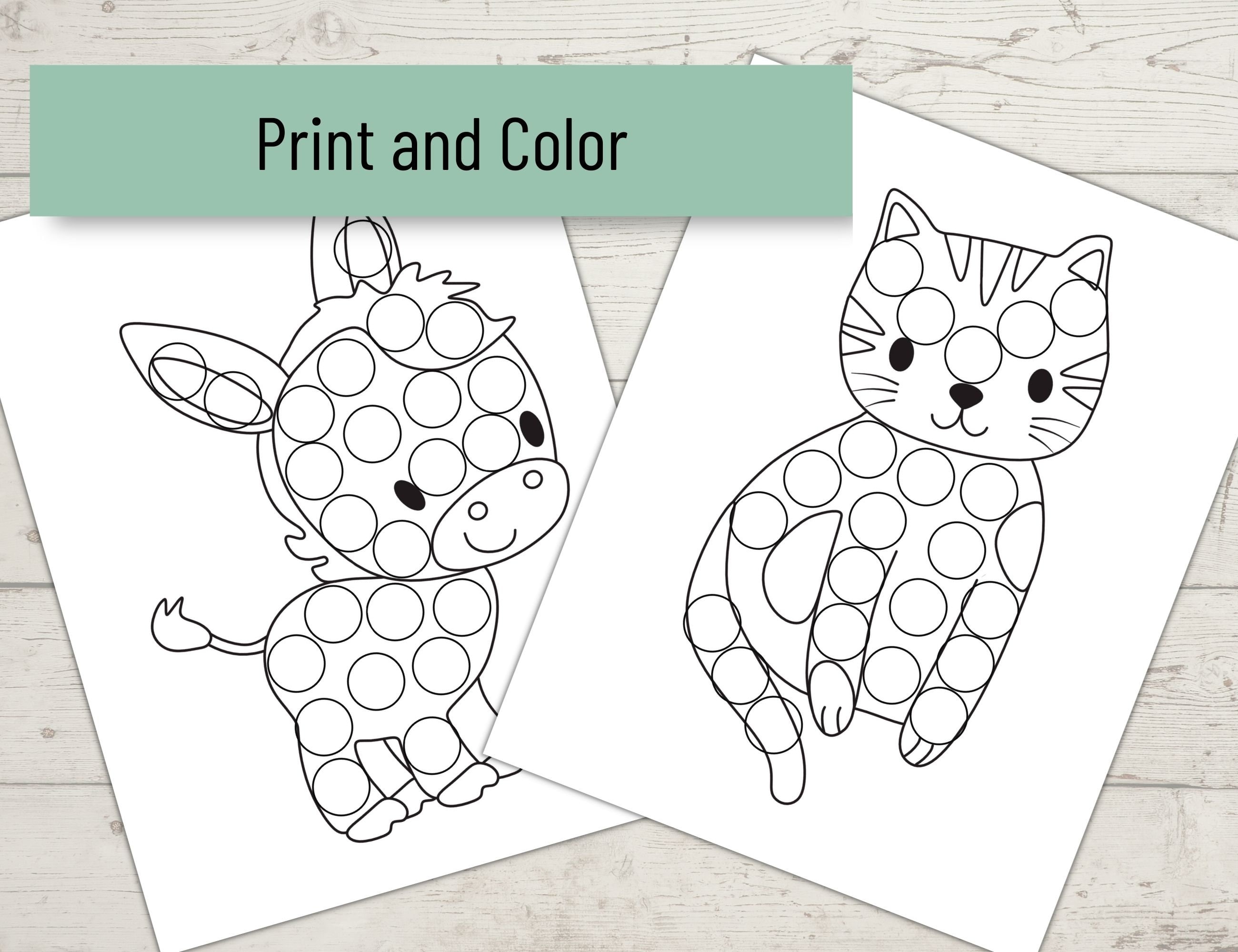 Farm Animals Dot Marker Printable Activity Pages, Do a Dot Coloring, Do ...