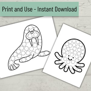 Sea Animals Dot Marker Printable Activity Pages, Do a Dot Coloring, Do ...