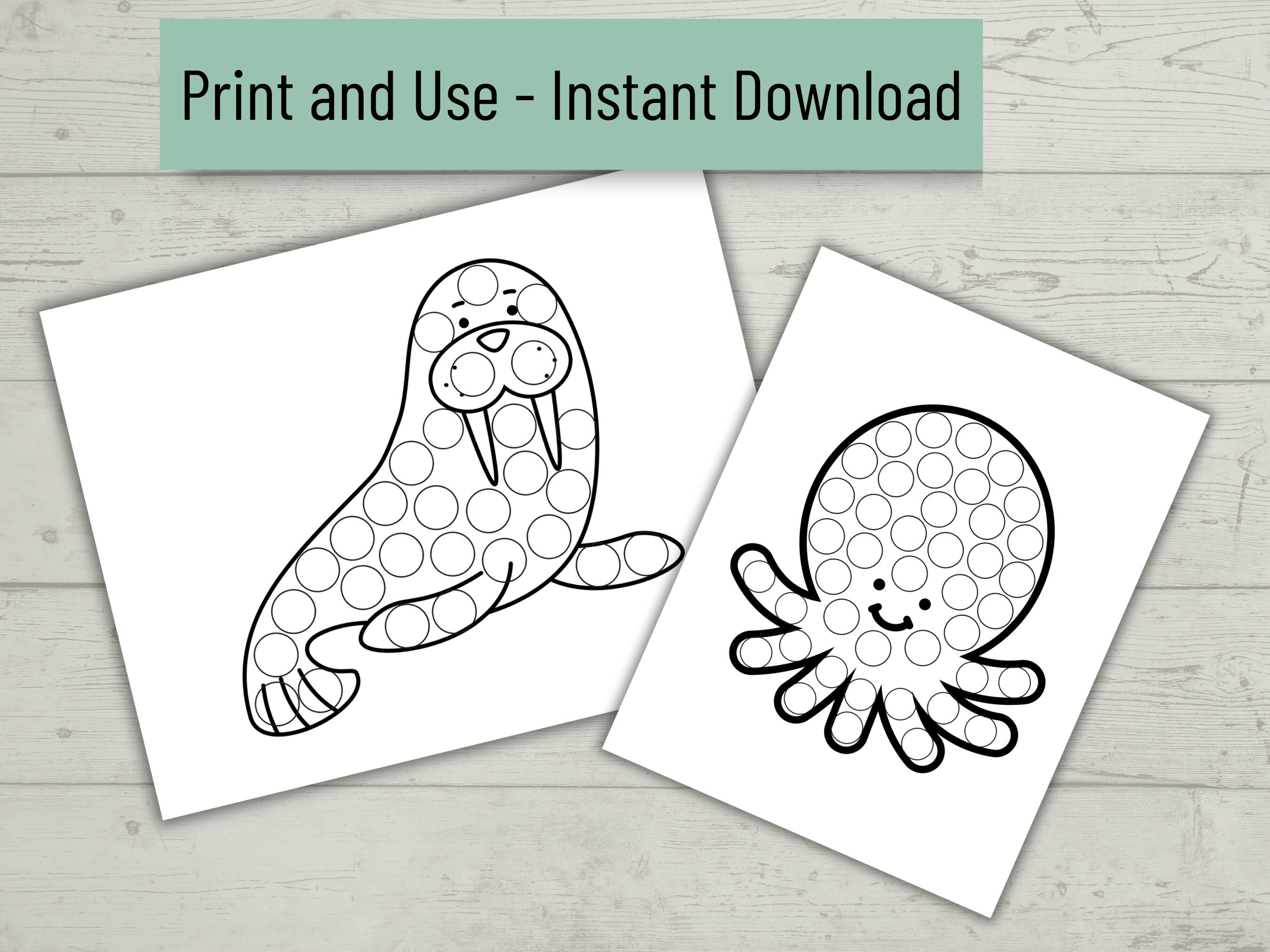 Sea Animals Dot Marker Printable Activity Pages, Do a Dot Coloring, Do ...