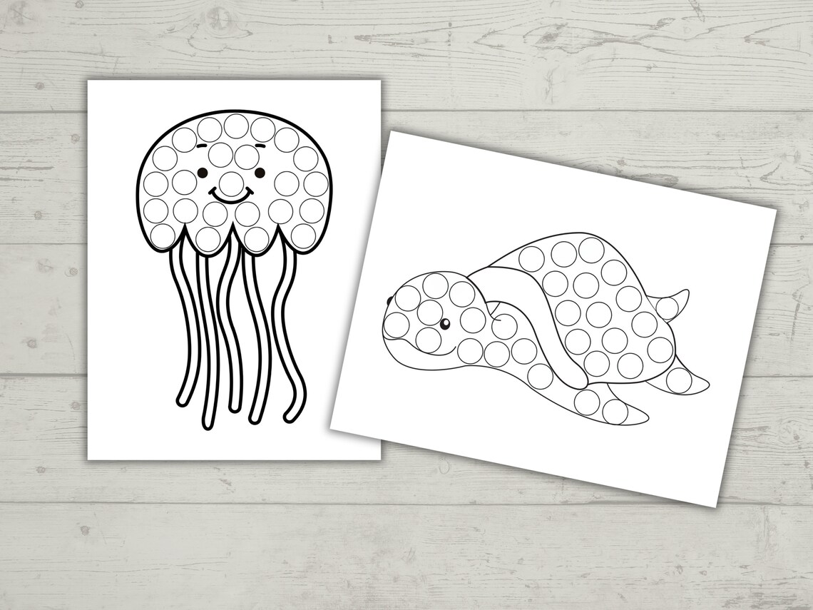 Sea Animals Dot Marker Printable Activity Pages, Do a Dot Coloring, Do ...