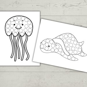 Sea Animals Dot Marker Printable Activity Pages, Do a Dot Coloring, Do ...