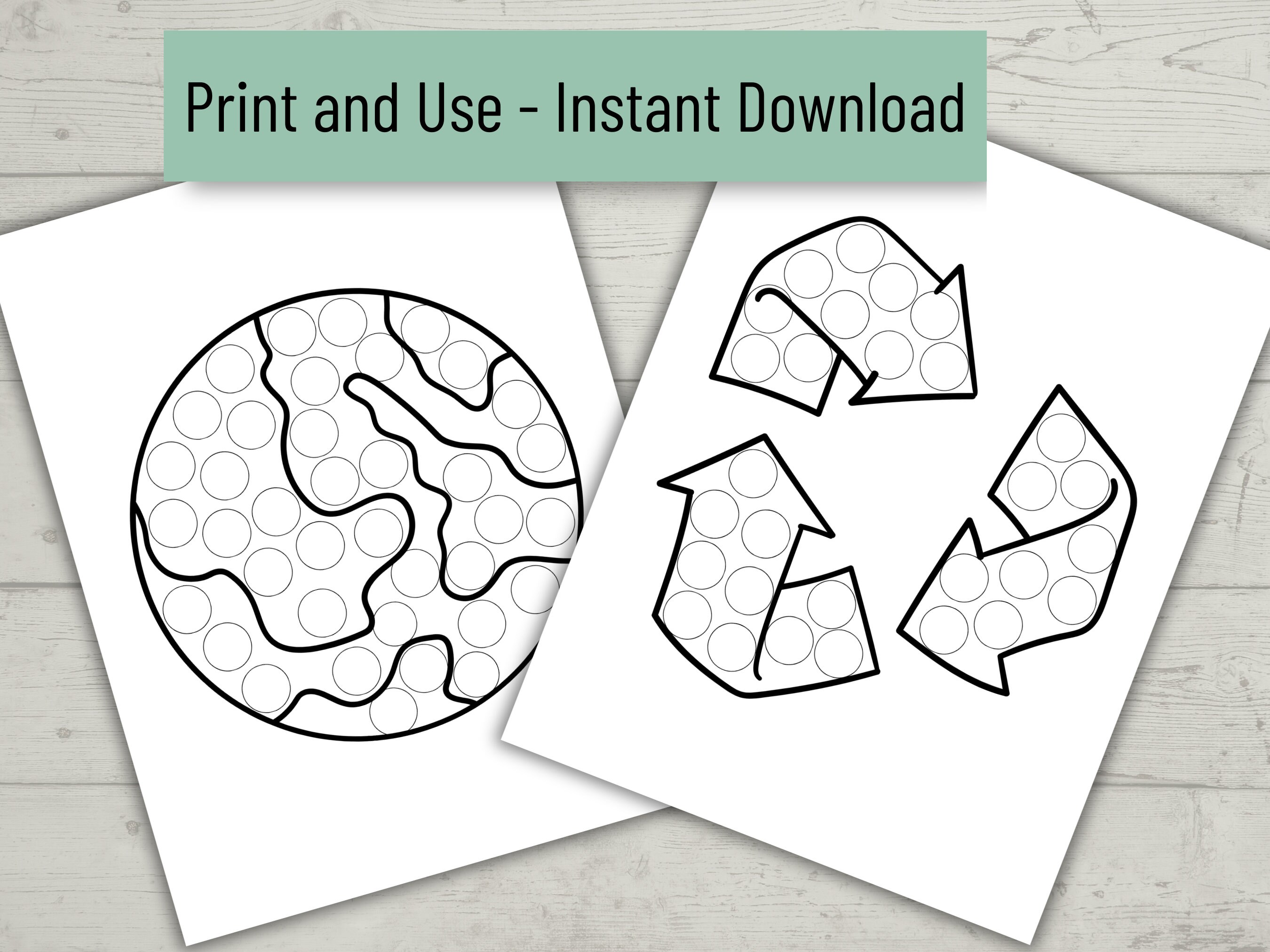 Earth Day Dot Marker Printable Activity Pages, Do a Dot Coloring, Do a ...