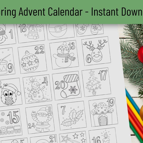 Printable Advent Calendar Christmas Coloring Book Christmas - Etsy