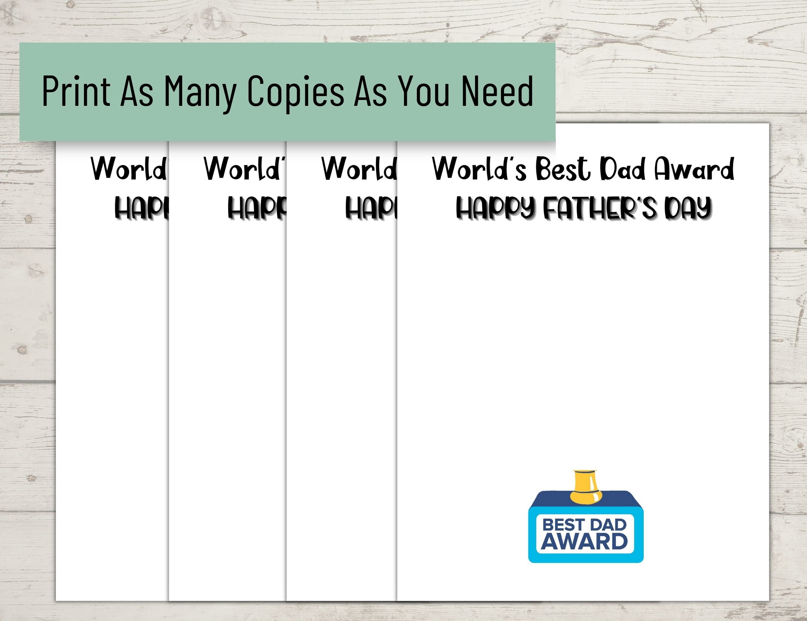 Father's Day Handprint Craft, World's Best Dad Award, Easy Printable ...