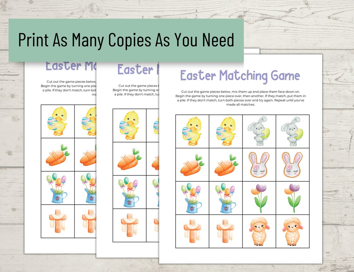 Easter Matching Game for Kids, Easter Printable Memory Game, Spring ...