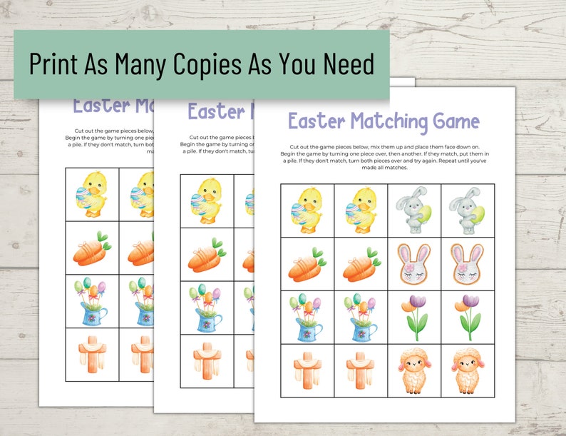 Easter Matching Game for Kids, Easter Printable Memory Game, Spring ...
