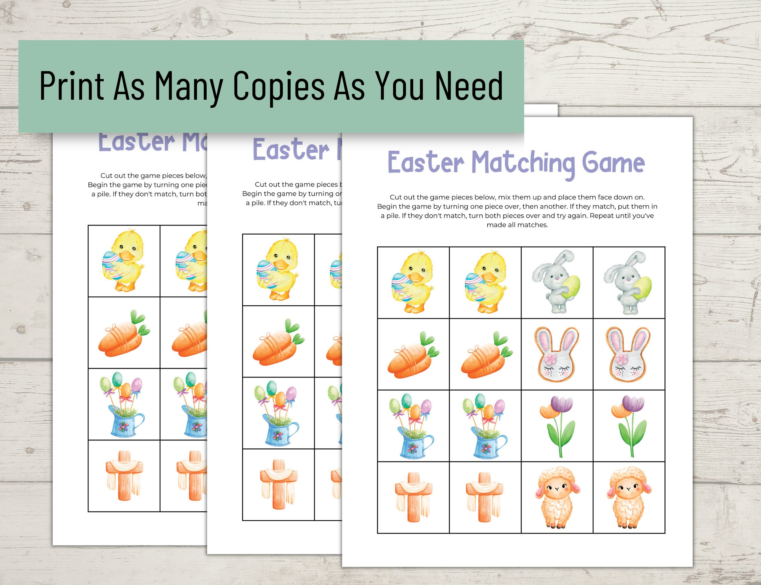 Easter Matching Game for Kids, Easter Printable Memory Game, Spring ...