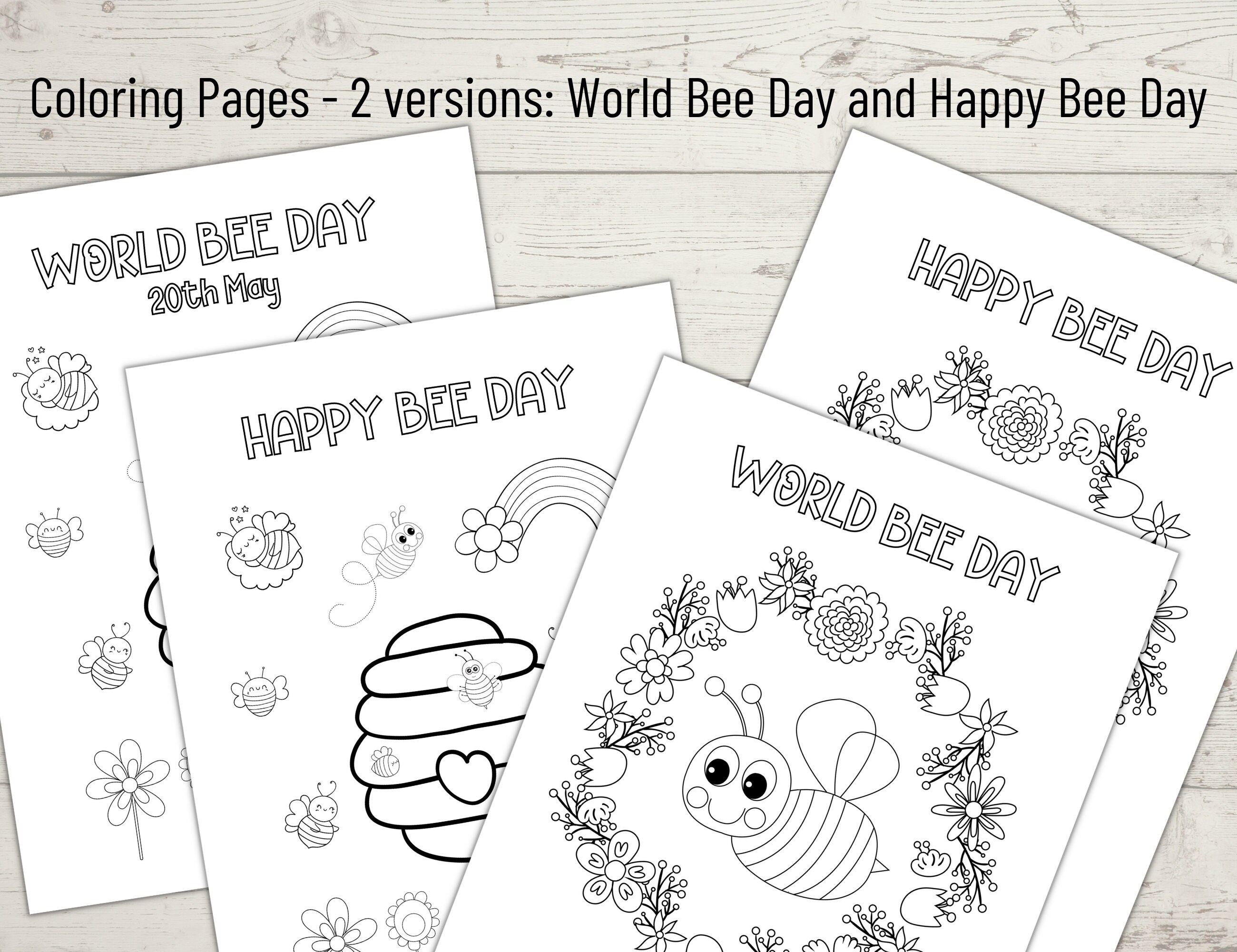 World Bee Day Printable Activity Pages Bee Day Coloring Pages - Etsy Canada