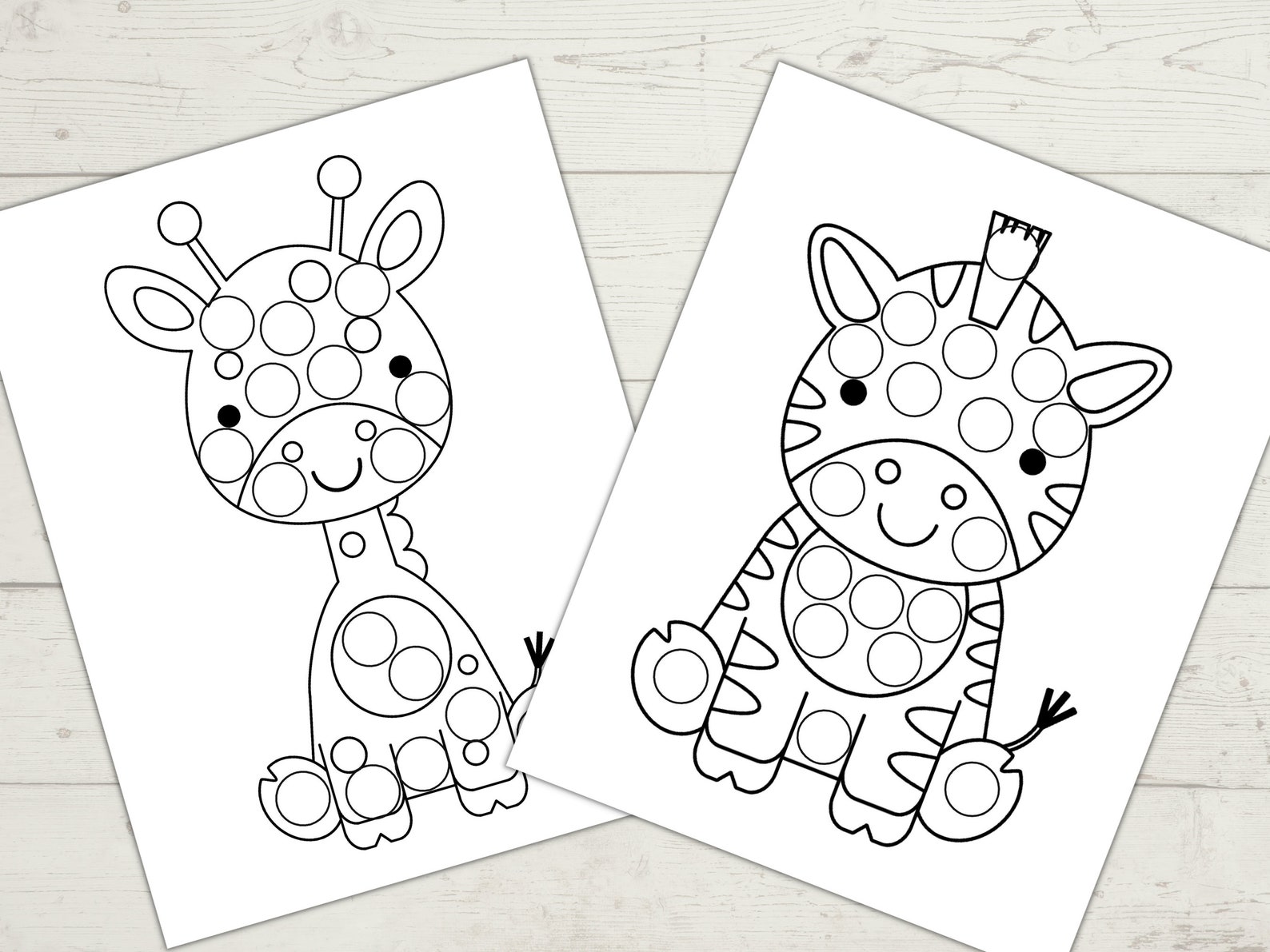 Safari Animals Dot Marker Printable Activity Pages, Do a Dot Coloring ...