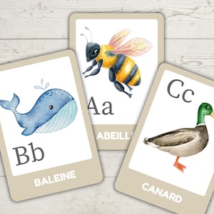 French Animal Alphabet Flashcards, French Alphabet Printable, French ...