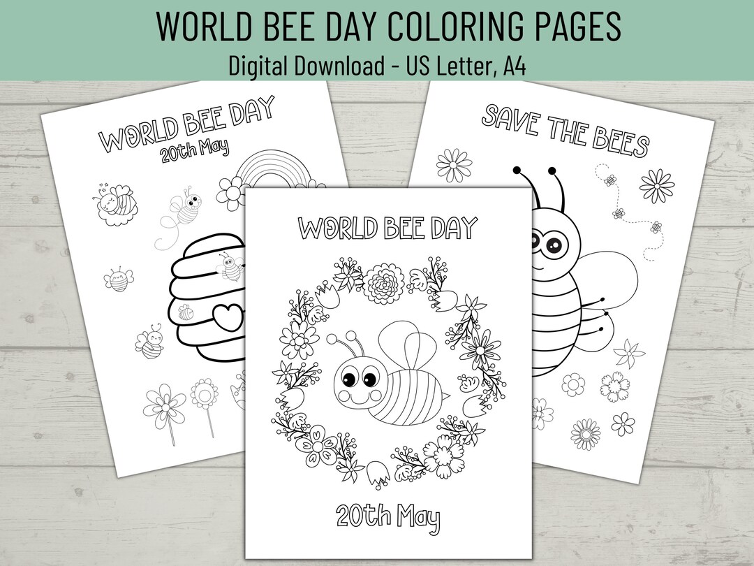 World Bee Day Printable Coloring Pages, Bee Day Activity Pages for Kids ...