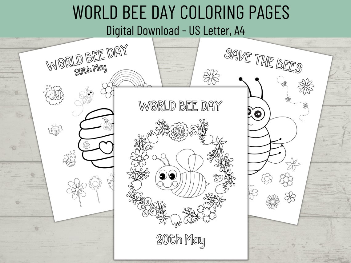 World Bee Day Printable Coloring Pages, Bee Day Activity Pages for Kids ...