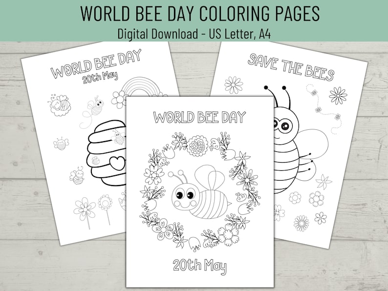 World Bee Day Printable Coloring Pages, Bee Day Activity Pages for Kids ...