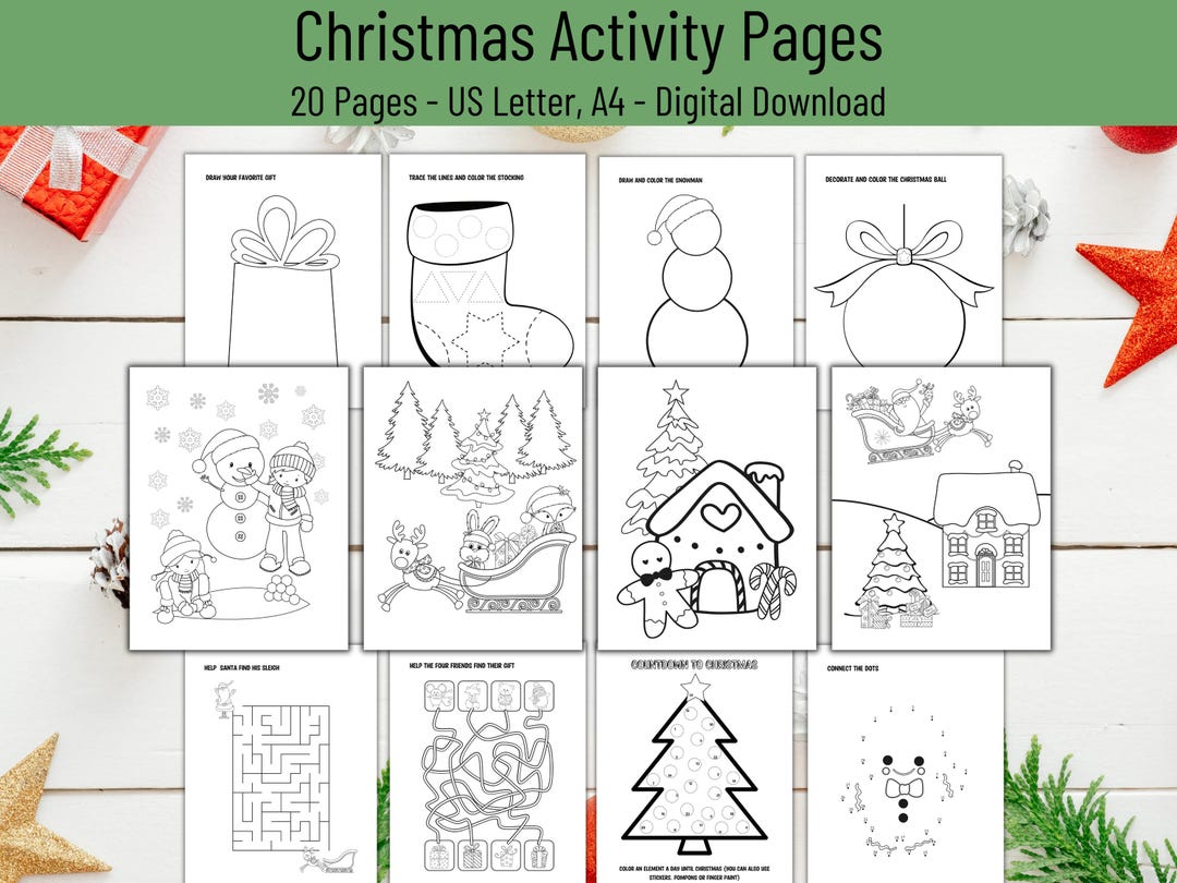 Christmas Activity Bundle, Christmas Coloring Book, Kids Christmas ...