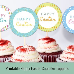 Happy Easter Cupcake Toppers Printable Easter Printable | Etsy