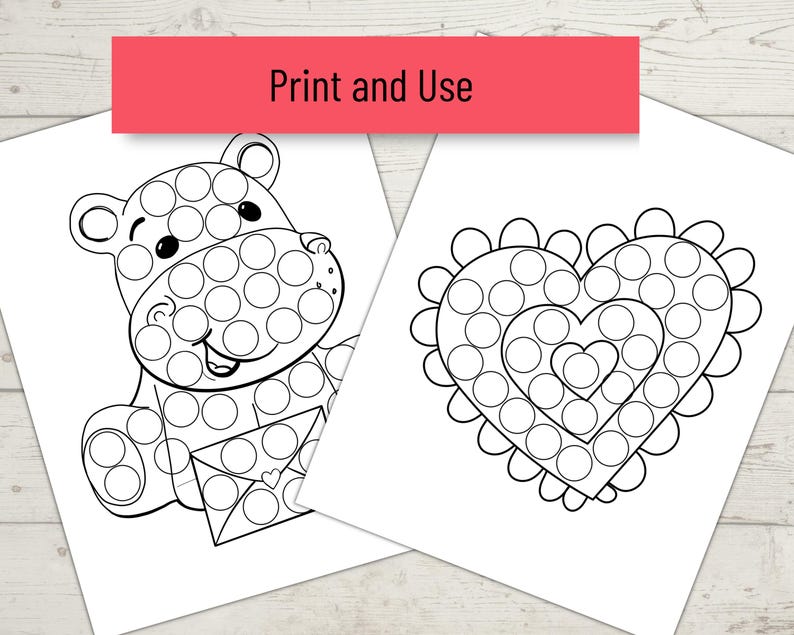 Valentine's Day Dot Marker Printable Pages, Valentines Do a Dot ...