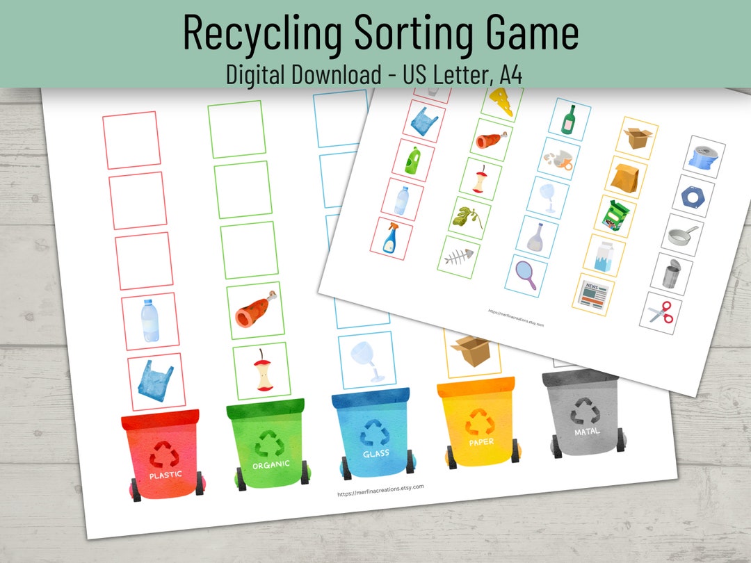 Recycling Sorting Game for Kids, Recycling Earth Day Activity ...