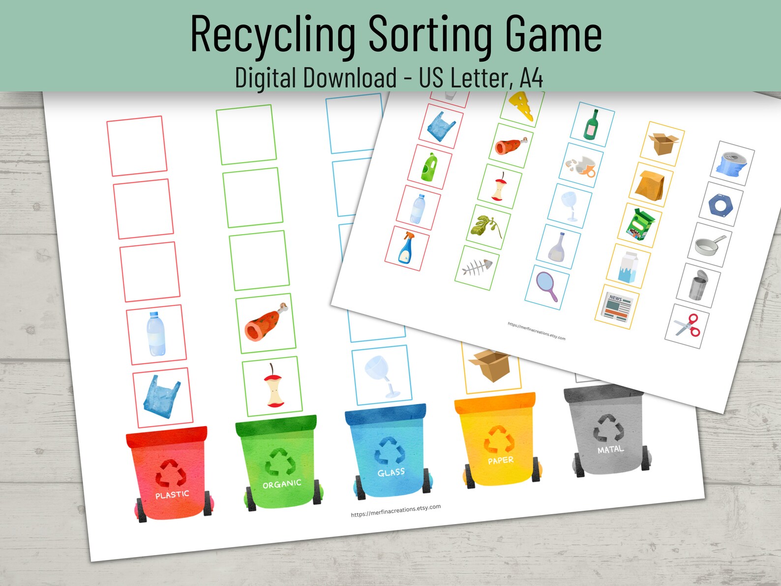 Recycling Sorting Game for Kids, Recycling Earth Day Activity ...