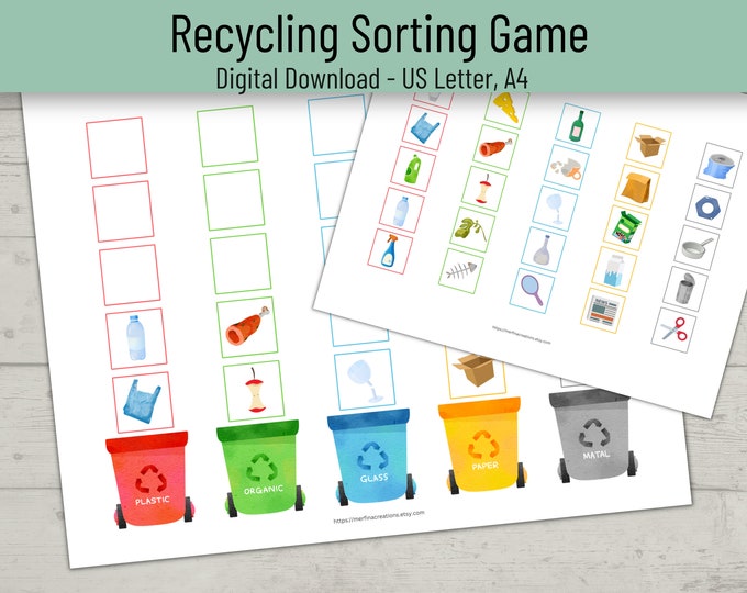 Recycle Sorting Activity Recycling Poster Earth Day PRINTABLE Recycling ...