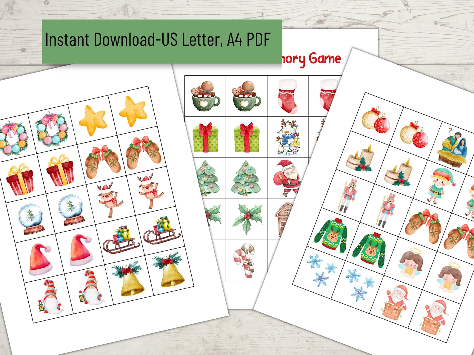 Christmas Matching Game, Printable Christmas Memory Game, Winter ...