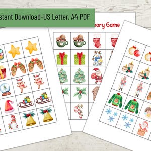 Christmas Matching Game, Printable Christmas Memory Game, Winter ...
