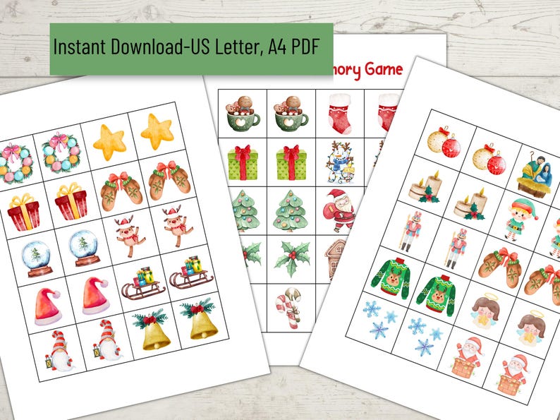 Christmas Matching Game, Printable Christmas Memory Game, Winter ...