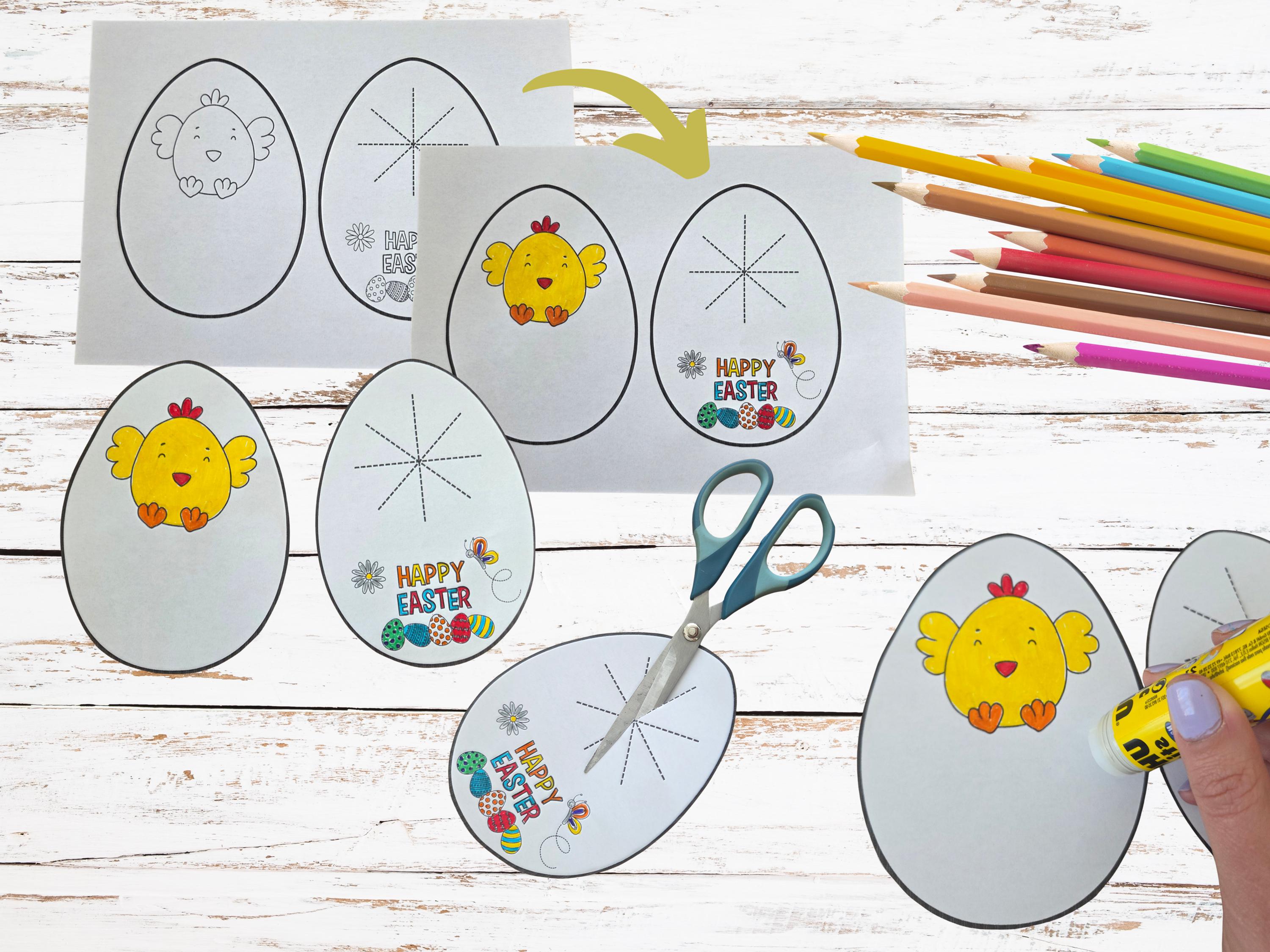 Hatching Chick Craft Template, Easter Color, Cut and Paste Paper Craft ...