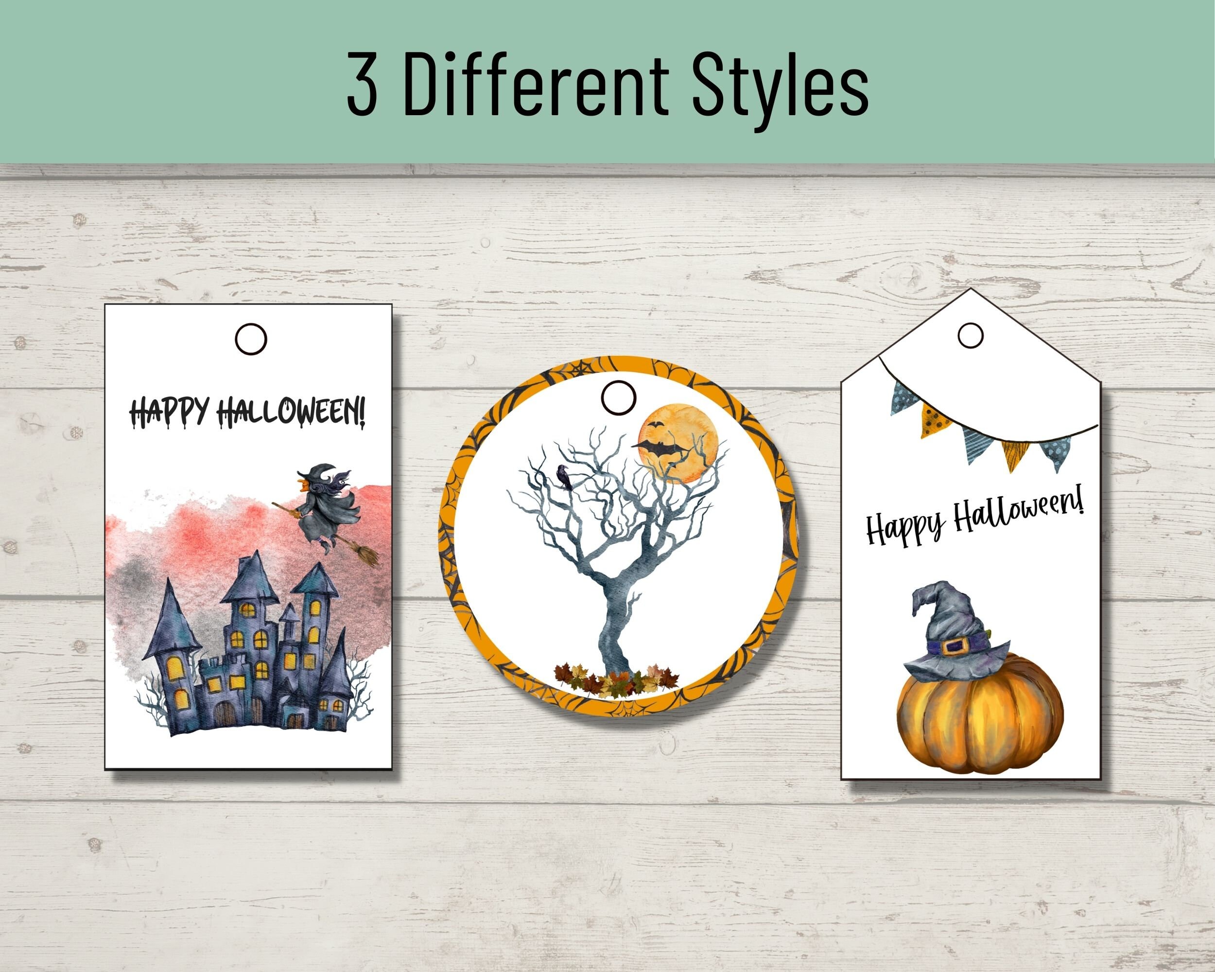Halloween Printable Gift Tags, Halloween Favor Tags, Happy Halloween ...