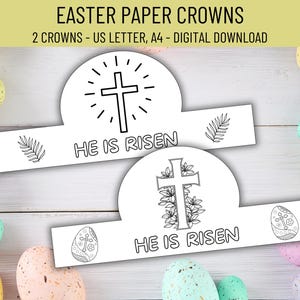 Easter Paper Crown Hats, Easter Coloring Paper Crown Craft, He is Risen ...
