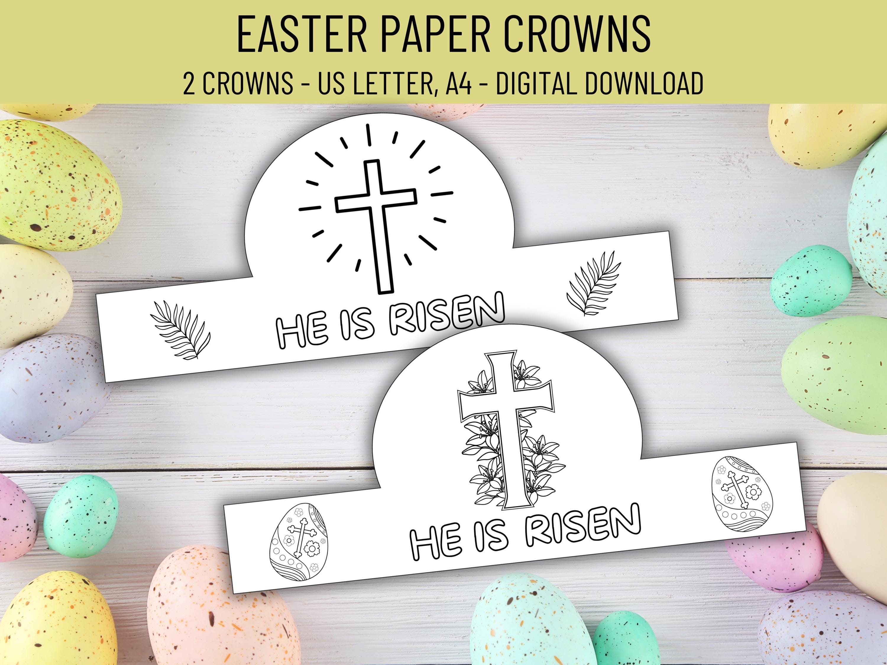 Easter Paper Crown Hats, Easter Coloring Paper Crown Craft, He is Risen ...