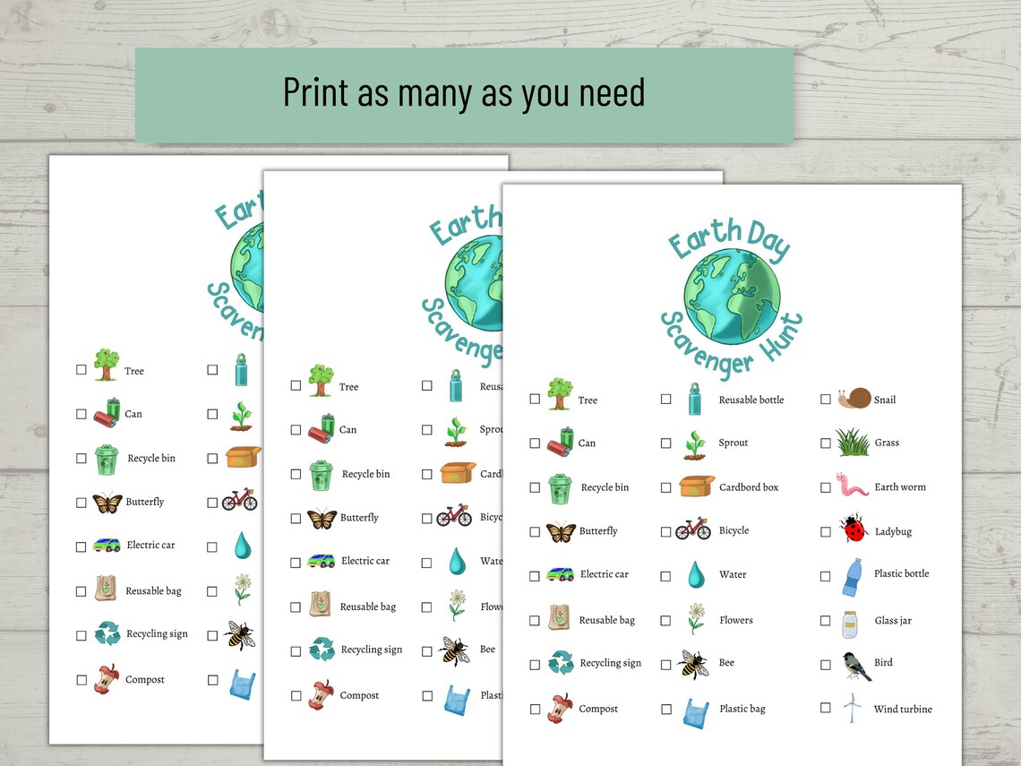 Earth Day Scavenger Hunt, Earth Day Printable Game for Kids, Earth Day ...