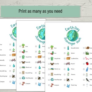 Earth Day Scavenger Hunt, Earth Day Printable Game for Kids, Earth Day ...