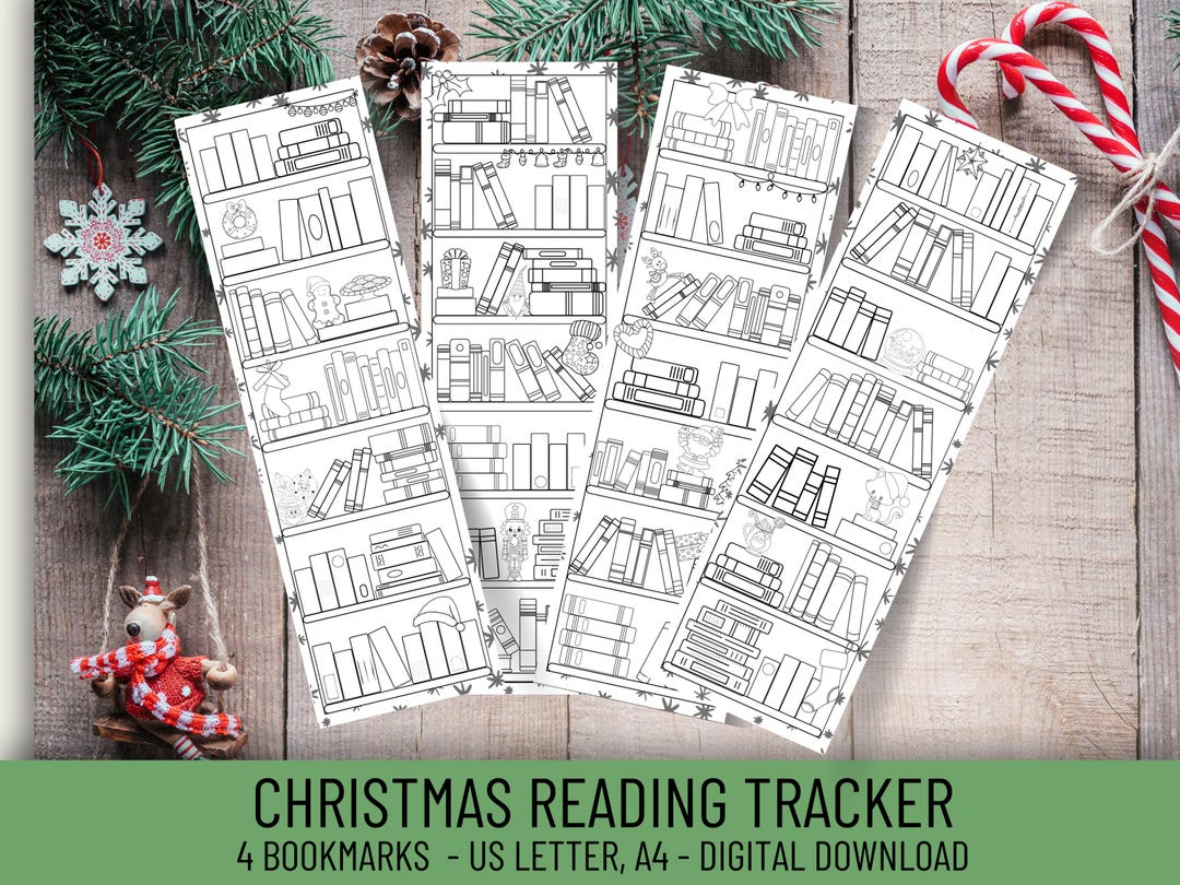 Christmas Bookshelf Printable, Christmas Reading Tracker, Reading ...