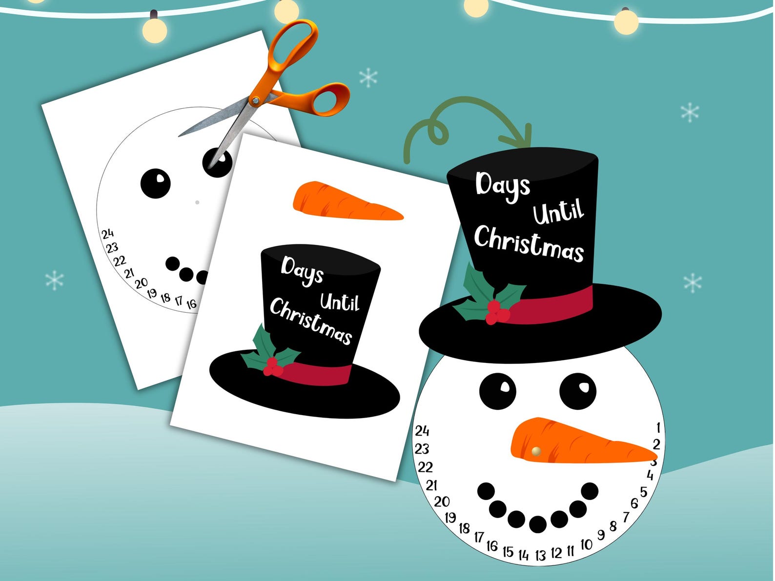 Snowman Christmas Countdown Printable, Countdown to Christmas ...