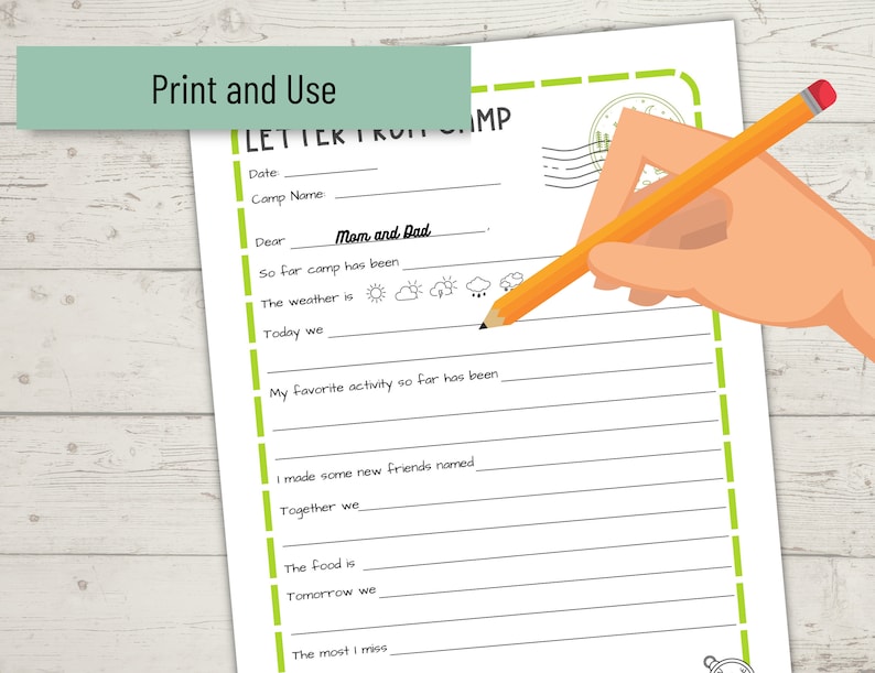 Letter From Camp Printable, Summer Camp Stationery, Camp Journal, Kids ...