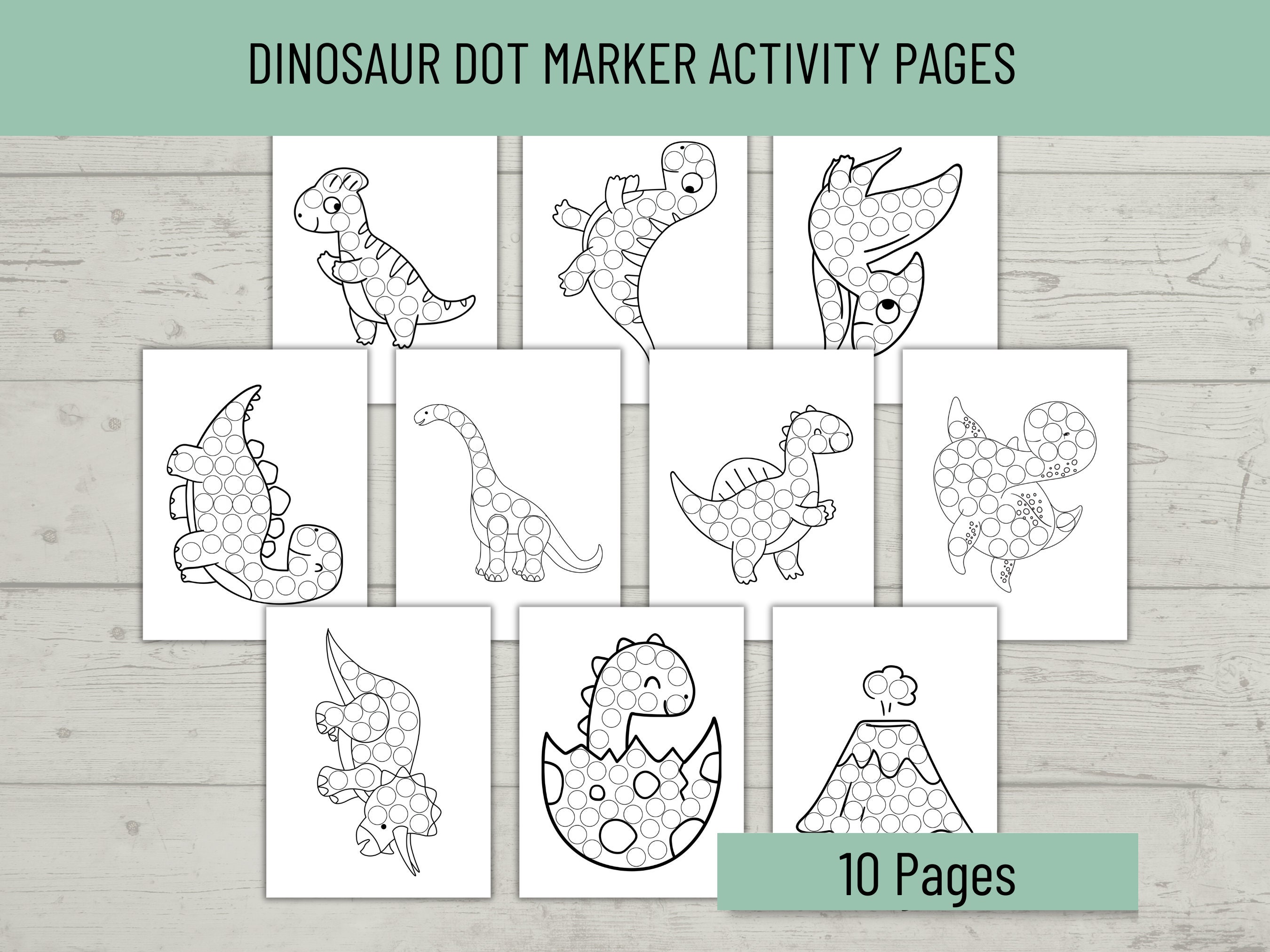 Dinosaur Dot Marker Printable Activity Pages, Do a Dot Coloring, Do a ...