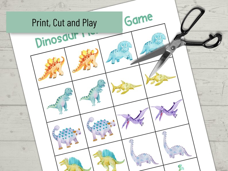 Dinosaur Memory Game for Kids, Dinosaur Printable Matching Game ...